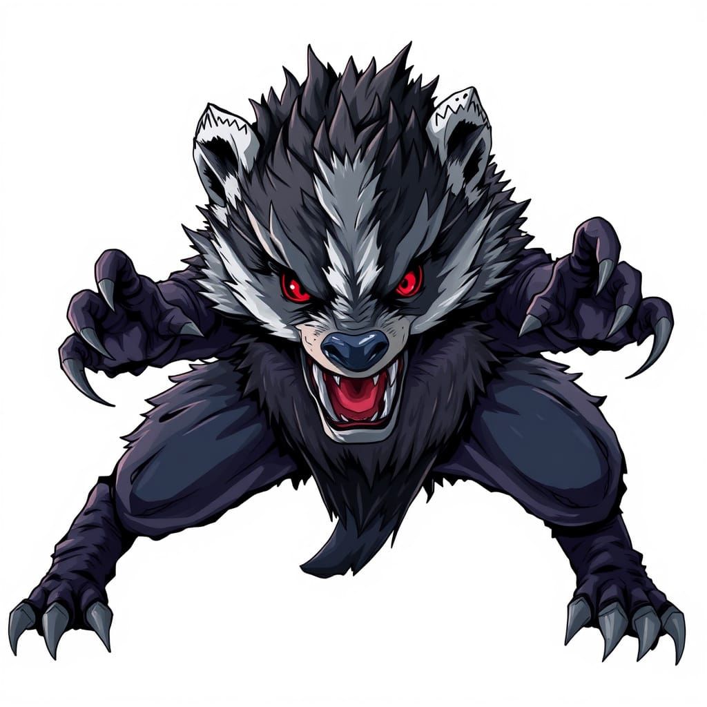 Menacing Anime JRPG Badger with Dark Energy - AI Art
