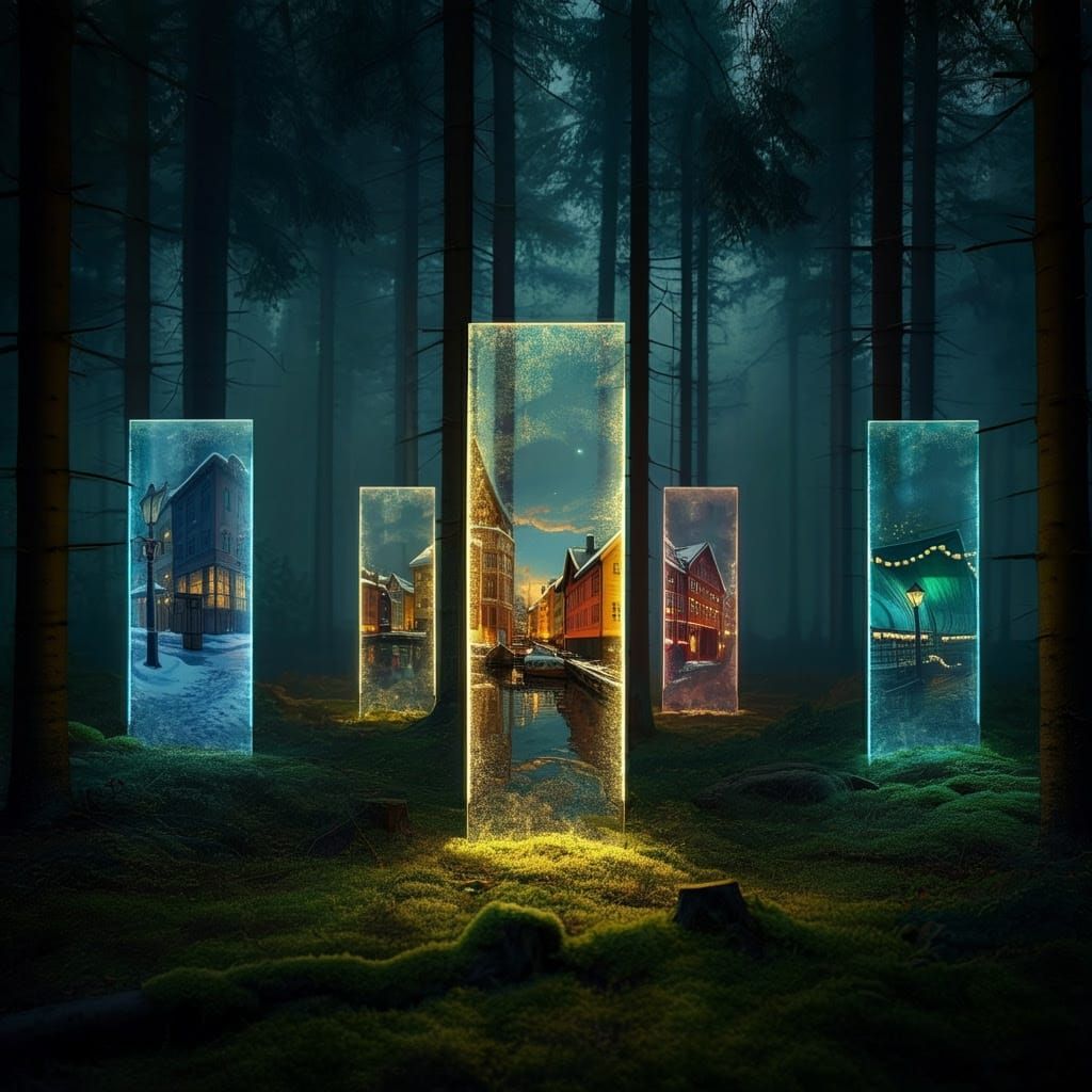 Portal forest #1 - Surreal Forest Portal Scene in Artsy Pane...