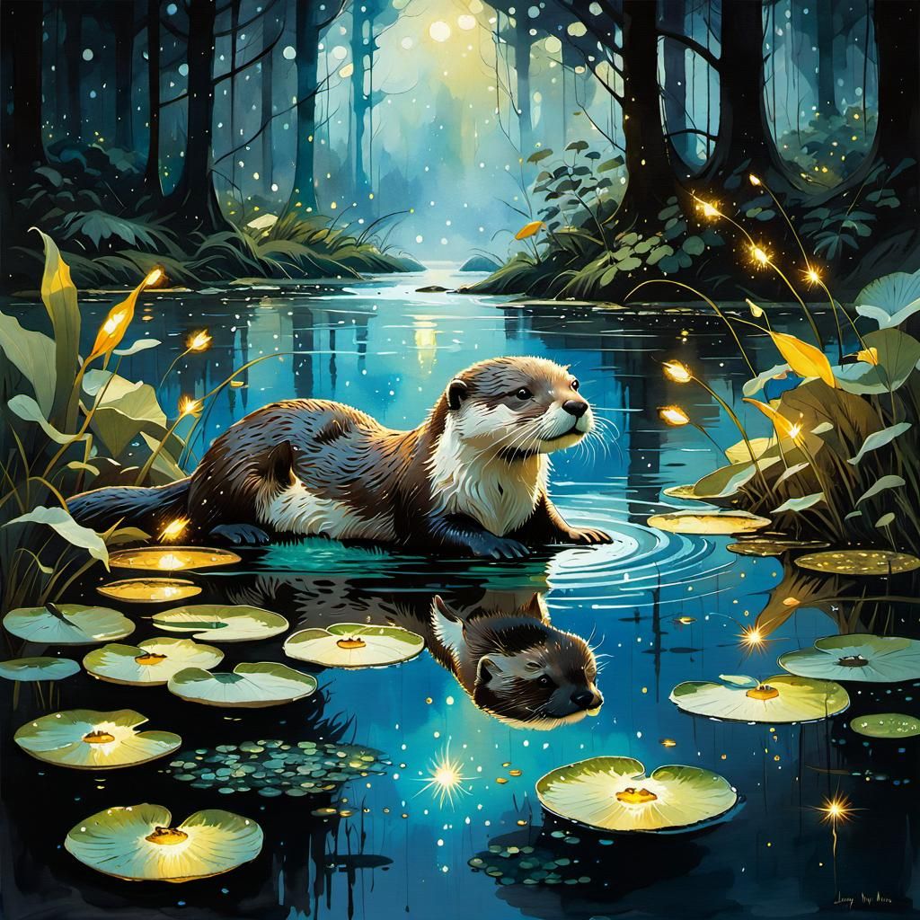 An Otter in a River - AI Generated Artwork - NightCafe Creator