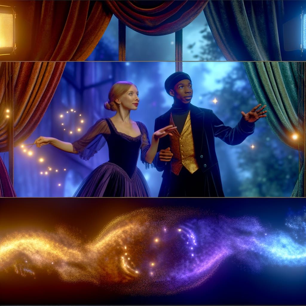 Theatrical Stage Lighting with Actors as Matte Pai... - AI Art