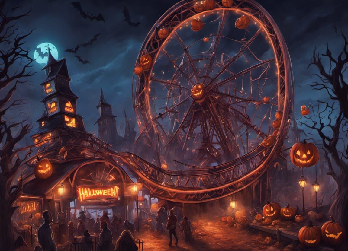 Halloween Roller Coaster - AI Generated Artwork - NightCafe Creator