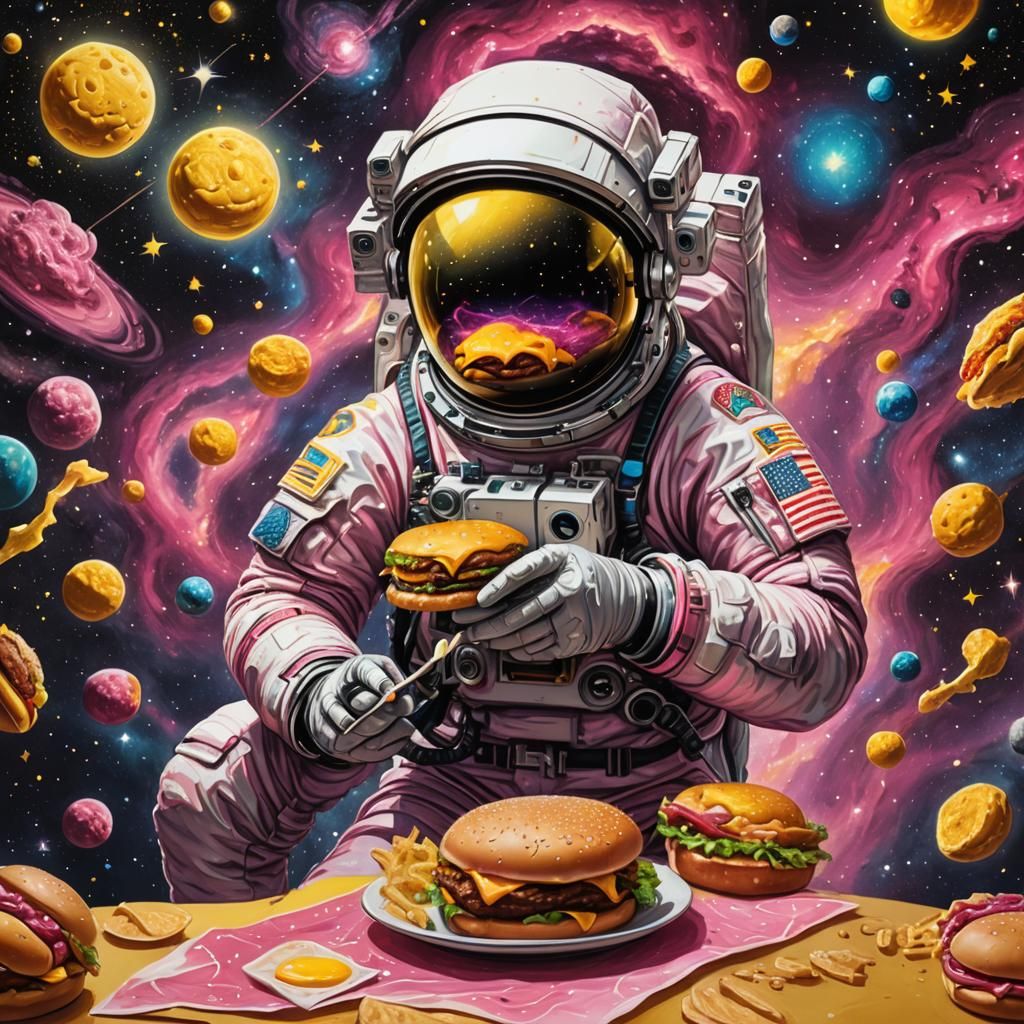 astronaut in space eating burgerw - AI Generated Artwork - NightCafe ...