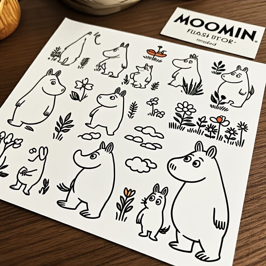 Moomin Flash Tattoo Sheet Designs - AI Art