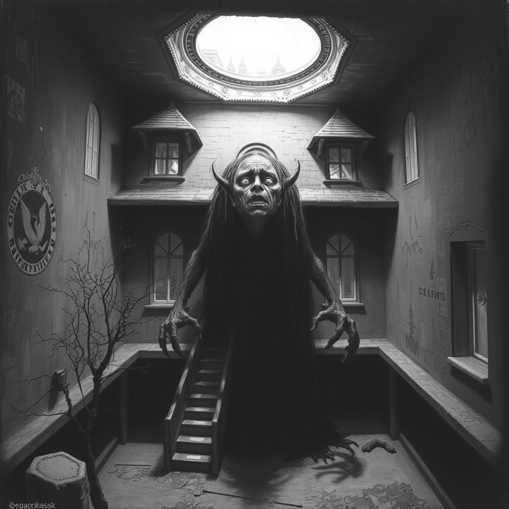 "horror Gustave Doré Greg Rutkowski, Scary monster in a monochromatic ...