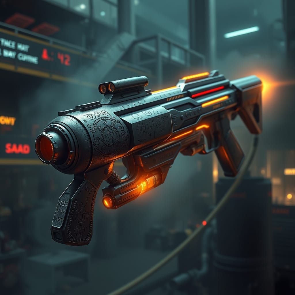 Magic rocket machine gun - Cyberpunk Futuristic Magic Rocket...