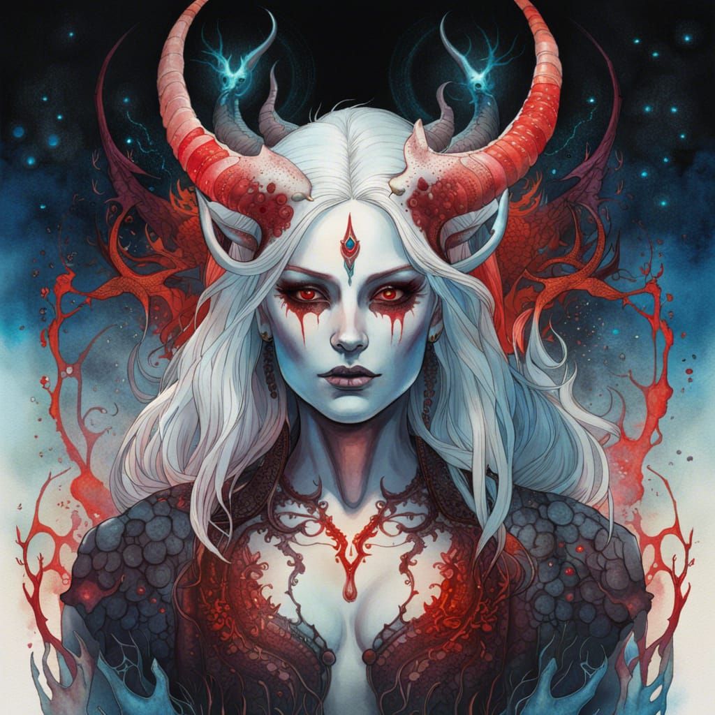 Water coloured demon - AI Generated Artwork - NightCafe Creator