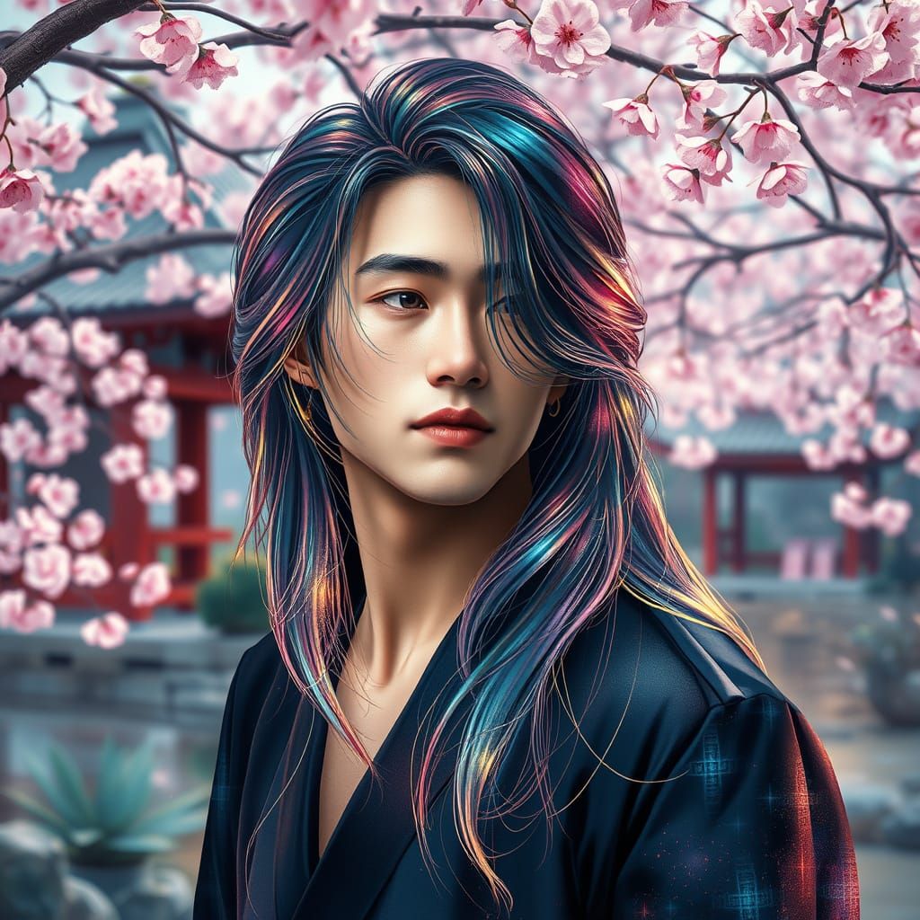 Handsome Asian Man - Ethereal Asian Prince in a Dreamlike Ja...