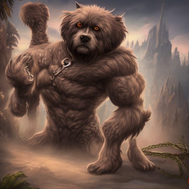 Buff Dog - Heroic Buff Dog in Detailed Digital Painting