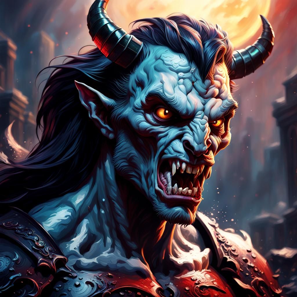 Mr. John D. Emon - Hyperrealistic Vampire Centaur in Vibrant...