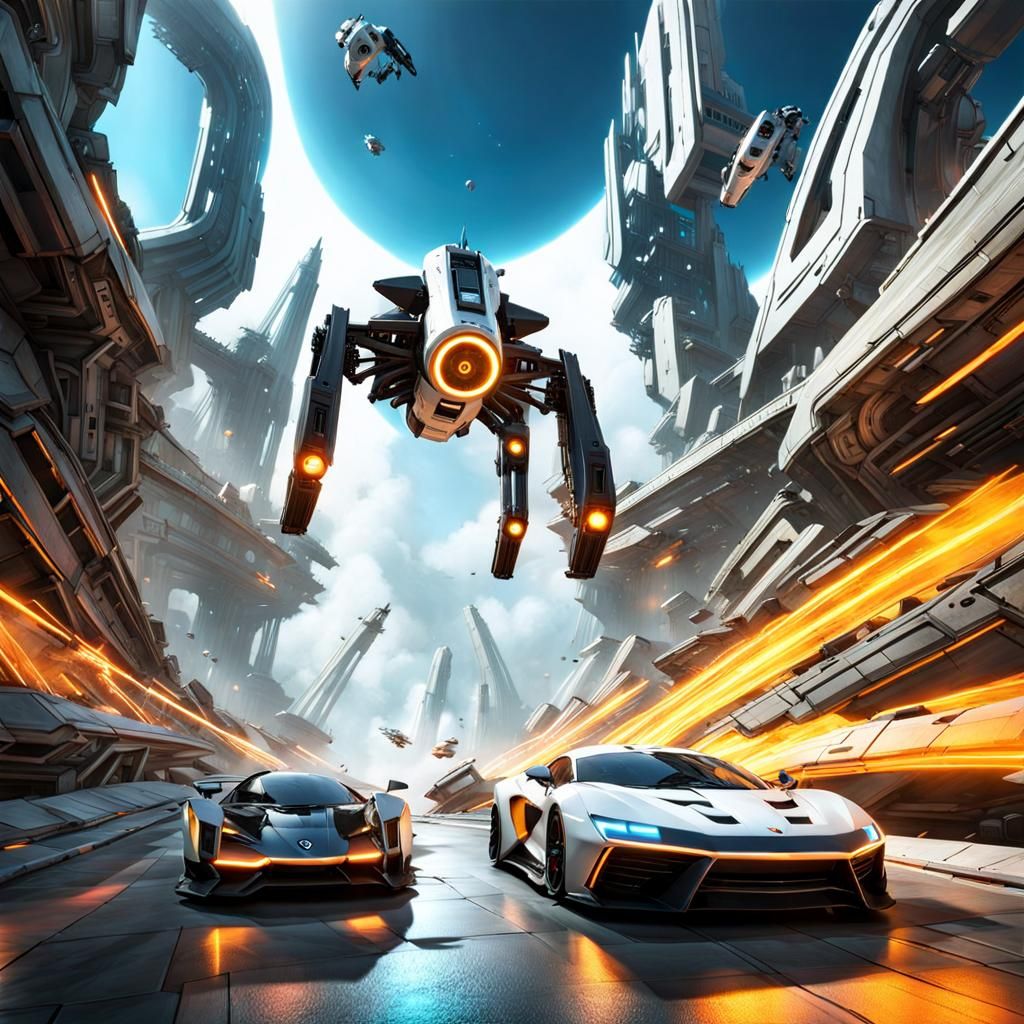 A Futuristic Drag racing 🏎️💨 in a clash with AI invasion - AI Generated ...