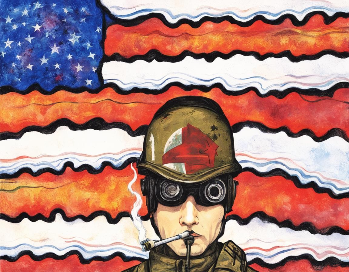 stars snd stripes flag lsd-vision dreamy with an american soldier ...