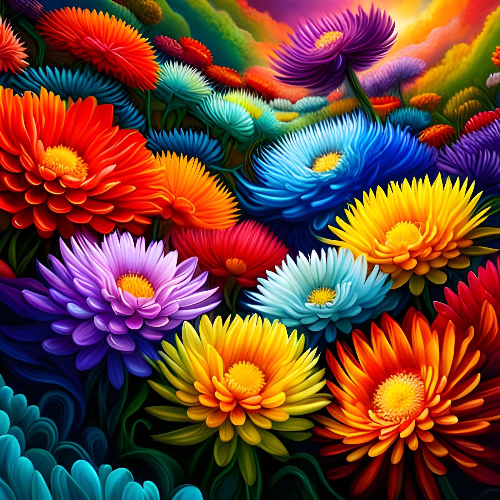 Chrysanthemums of all colors - AI Generated Artwork - NightCafe Creator