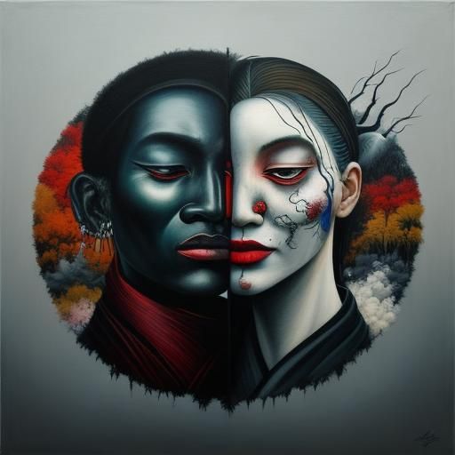 Paintings that depict contrasting elements such as light and dark, good ...