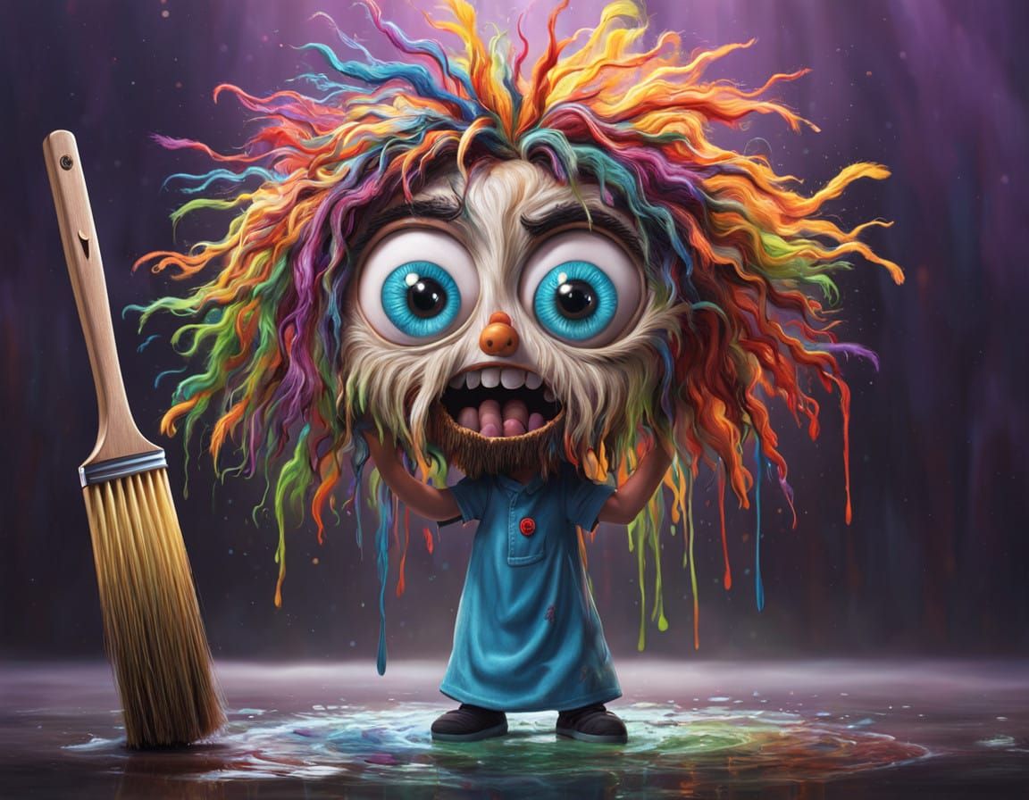 Surreal Hyperrealistic Mop Creature Unleashes Hall... - AI Art