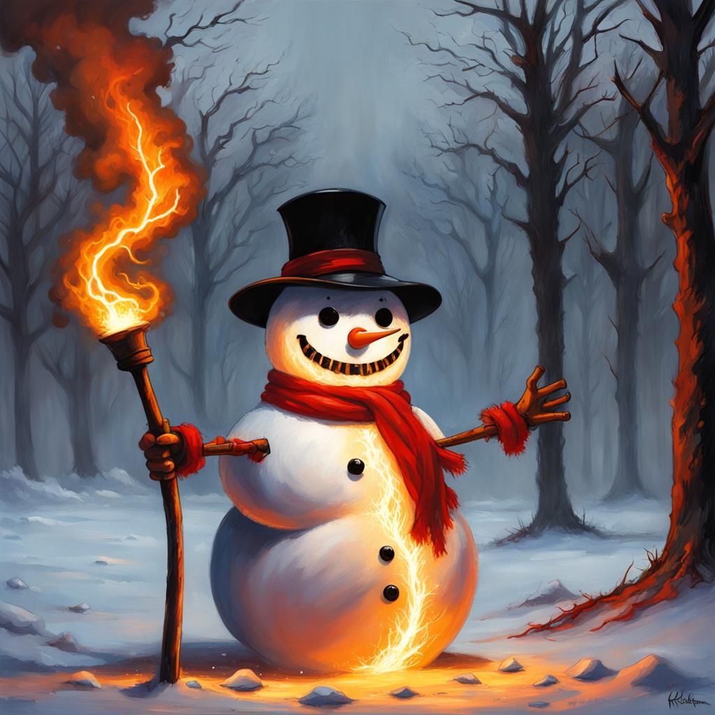 Electric Lighting Snowman fire - AI Generated Artwork - NightCafe Creator