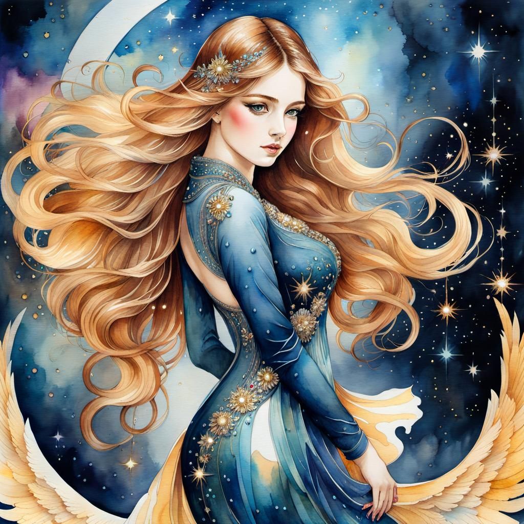 Beautiful Angel -Watercolor art - AI Generated Artwork - NightCafe Creator