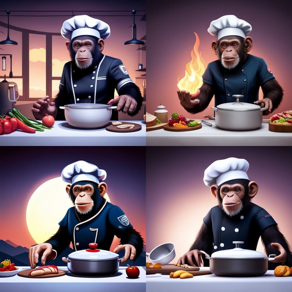 Chimpanzee working as chief chef at a hotel - AI Generated Artwork ...