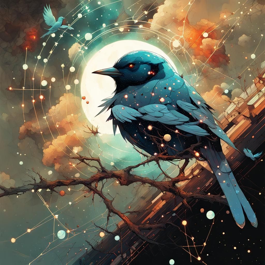 Bird surrounded by Constellations No.1 - AI Generated Artwork ...