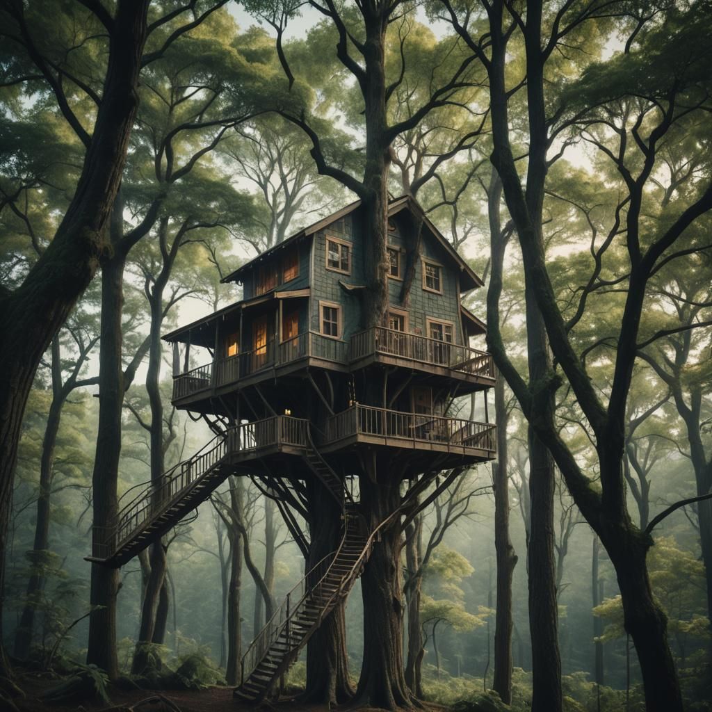 Treehouse - AI Generated Artwork - NightCafe Creator