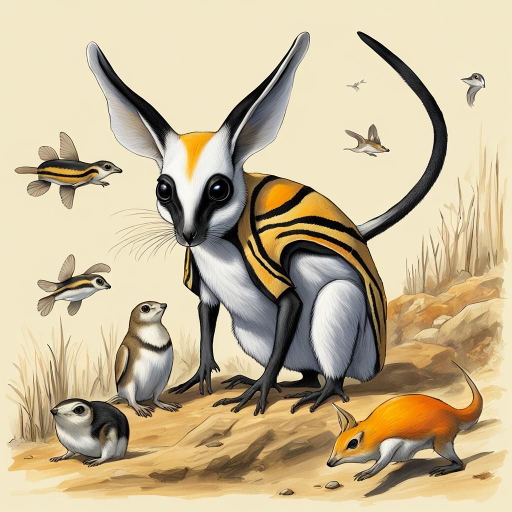 Otherworldly Alien Exoplanet Whiteyellow Orange Yellowblack Kangaroorat Bilby Jerboa