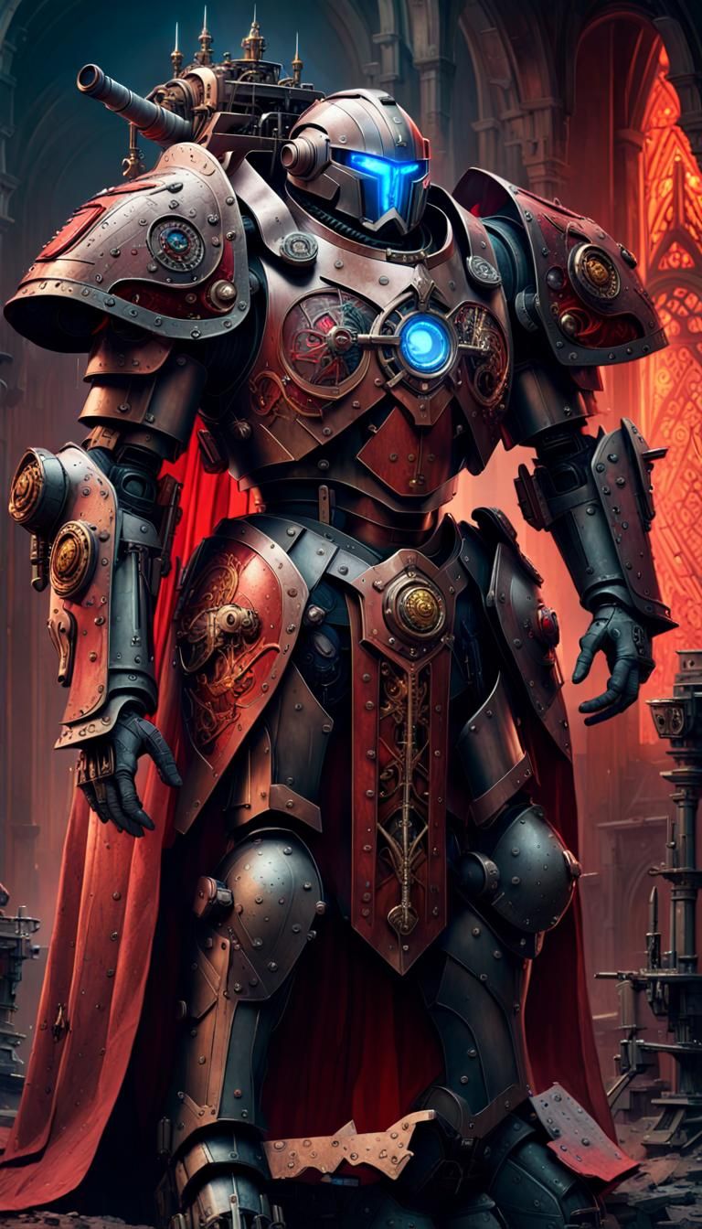 Mech built like a medieval armor, protective cloak of non-woven fabric ...