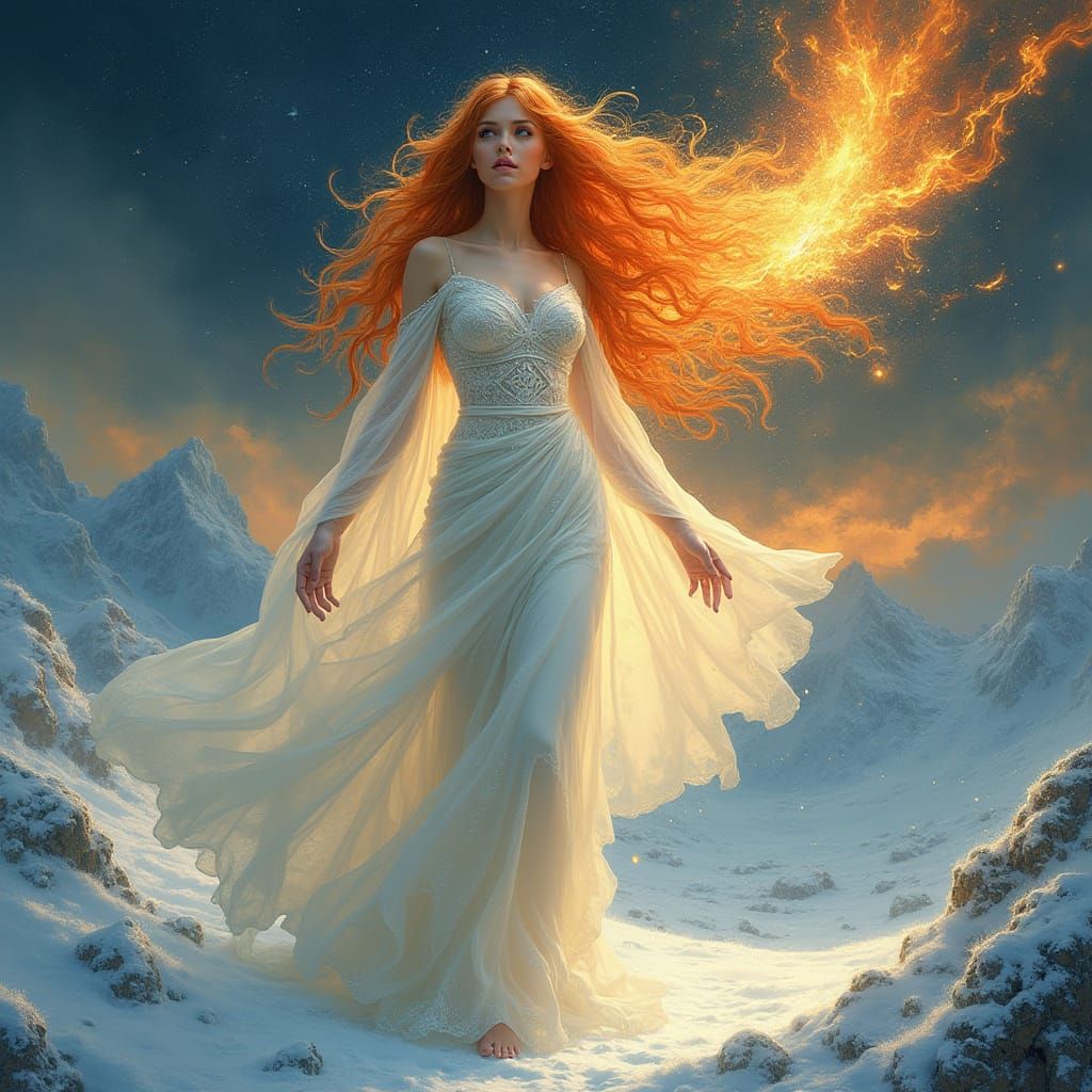 Goddess of ice and fire - Majestic Goddess of Winter and Fla...