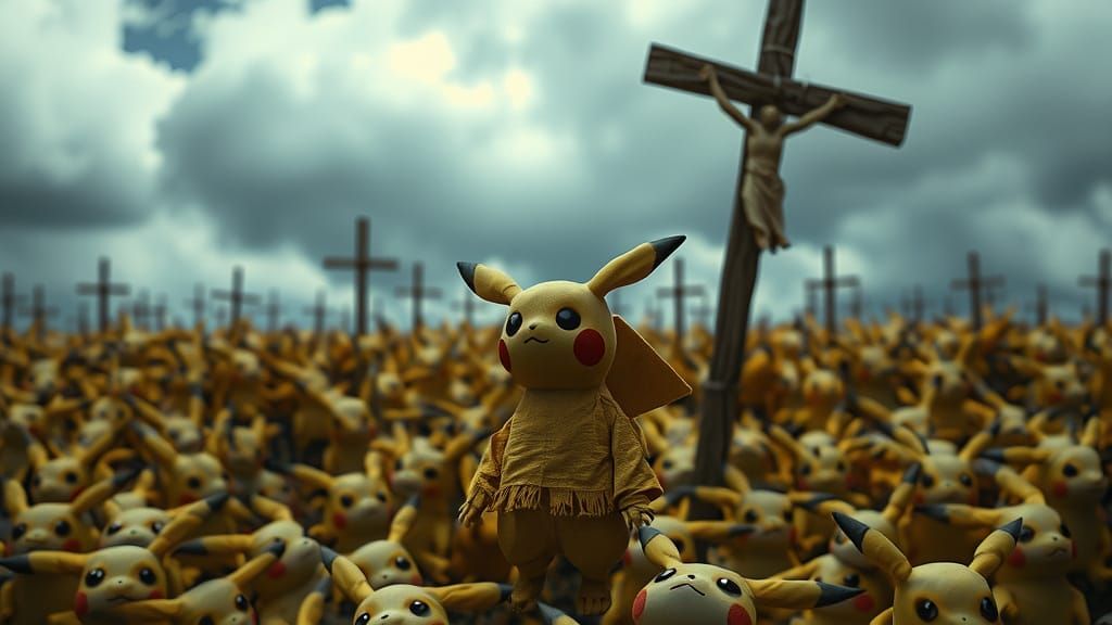 Disturbing Pikachu Crucifixion in Stop Motion Anim... - AI Art