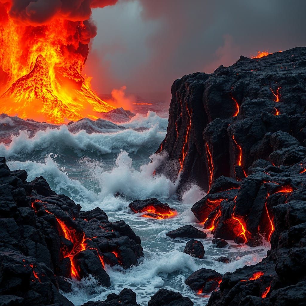 fire and water - Pyroclastic Fury: Volcanic Eruption Meets T...