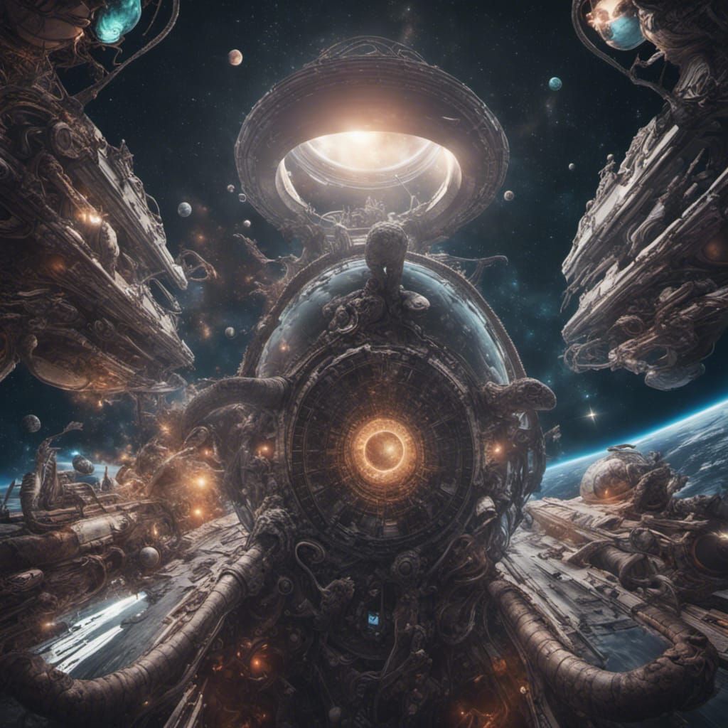 Lovecraftian Space Staion - AI Generated Artwork - NightCafe Creator