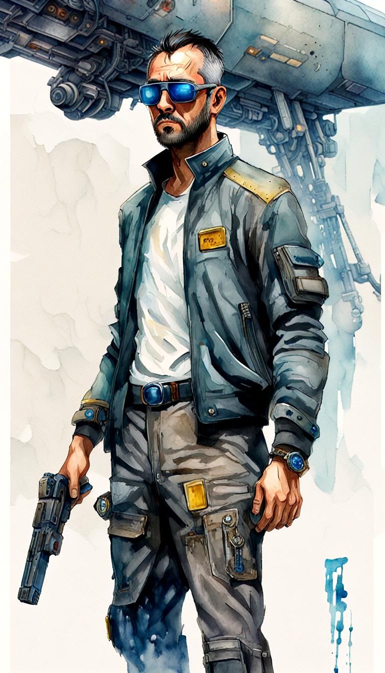 "Mobydick" in the 31st century, "Half Cyborg Captain Akab", left eye ...