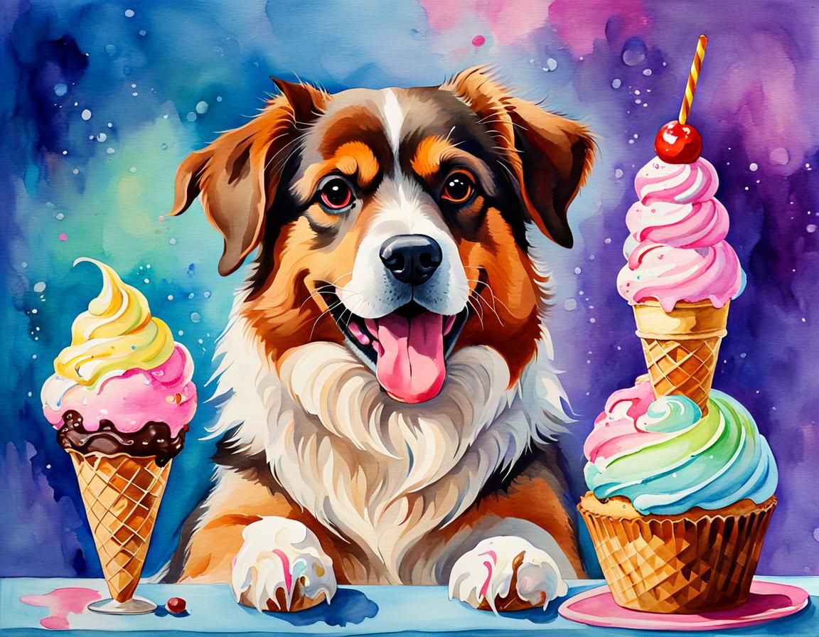"Dog, Muffin, and Ice Cream" - AI Generated Artwork - NightCafe Creator
