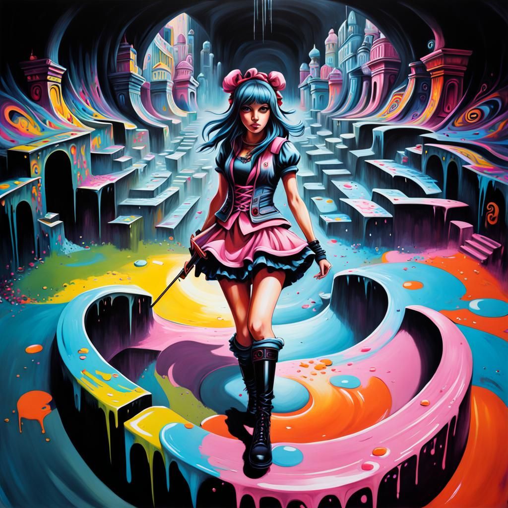 Alice in an underground rave - AI Generated Artwork - NightCafe Creator