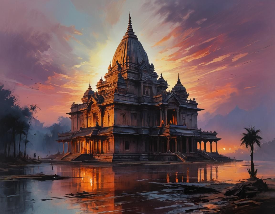 Indian Temple at sunrise - AI Generated Artwork - NightCafe Creator