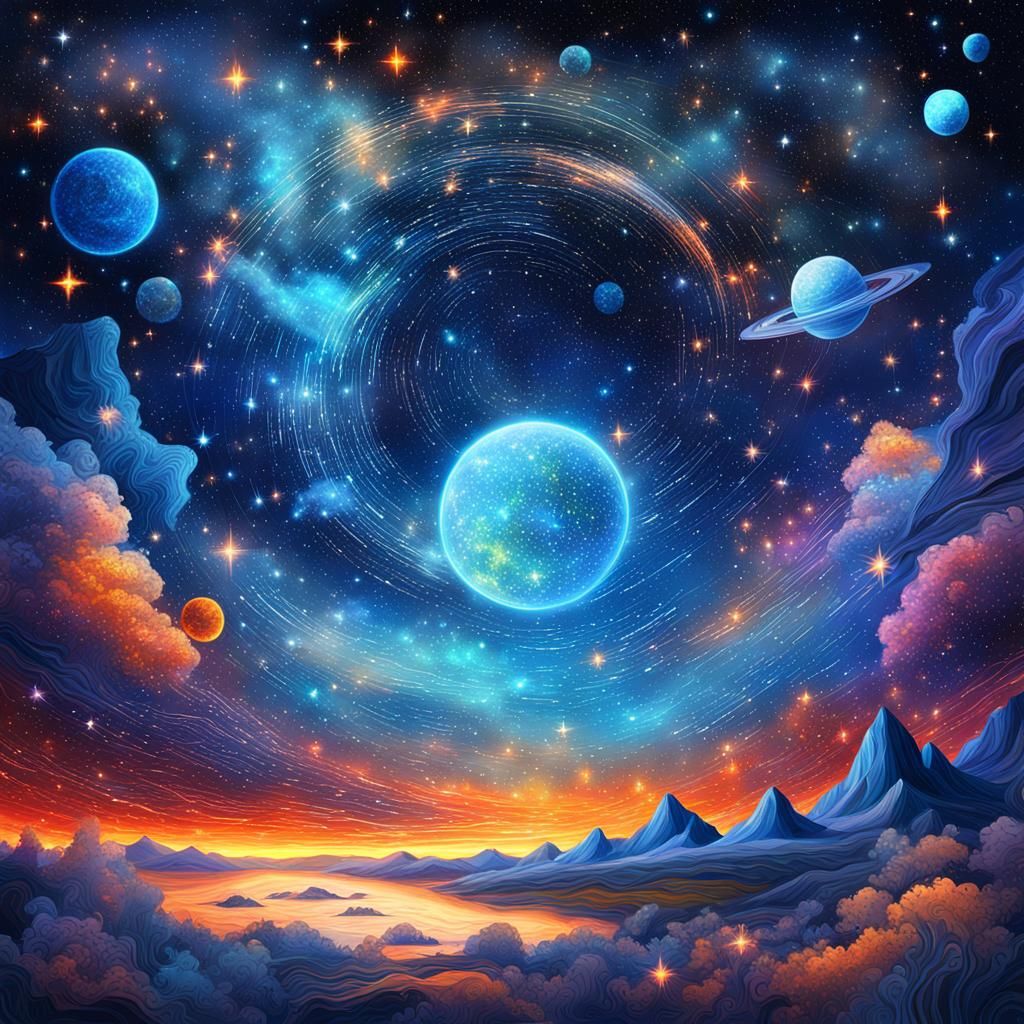 Blue night sky - AI Generated Artwork - NightCafe Creator