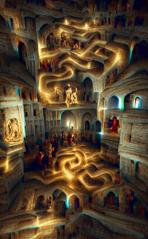 Multidimensional maze of labyrinths, beautiful detailed renaissance ...