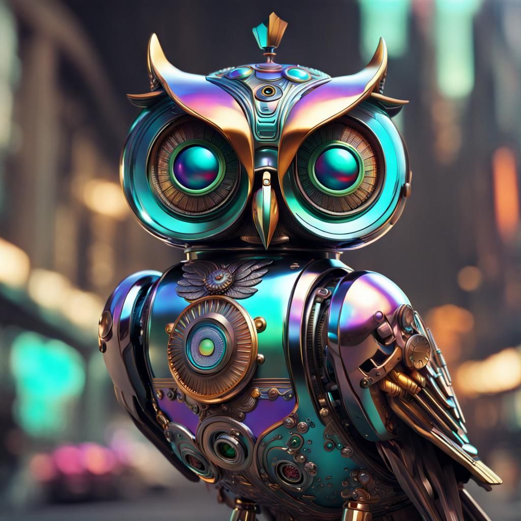 Robot Owl - AI Generated Artwork - NightCafe Creator