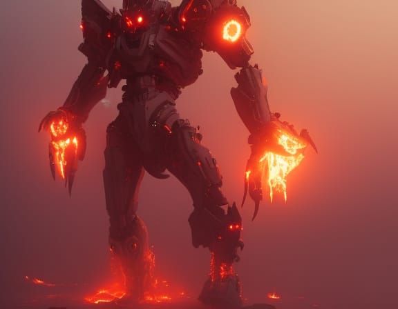 A demon in a burning city, posing, Monster concept art by Atey Ghailan ...