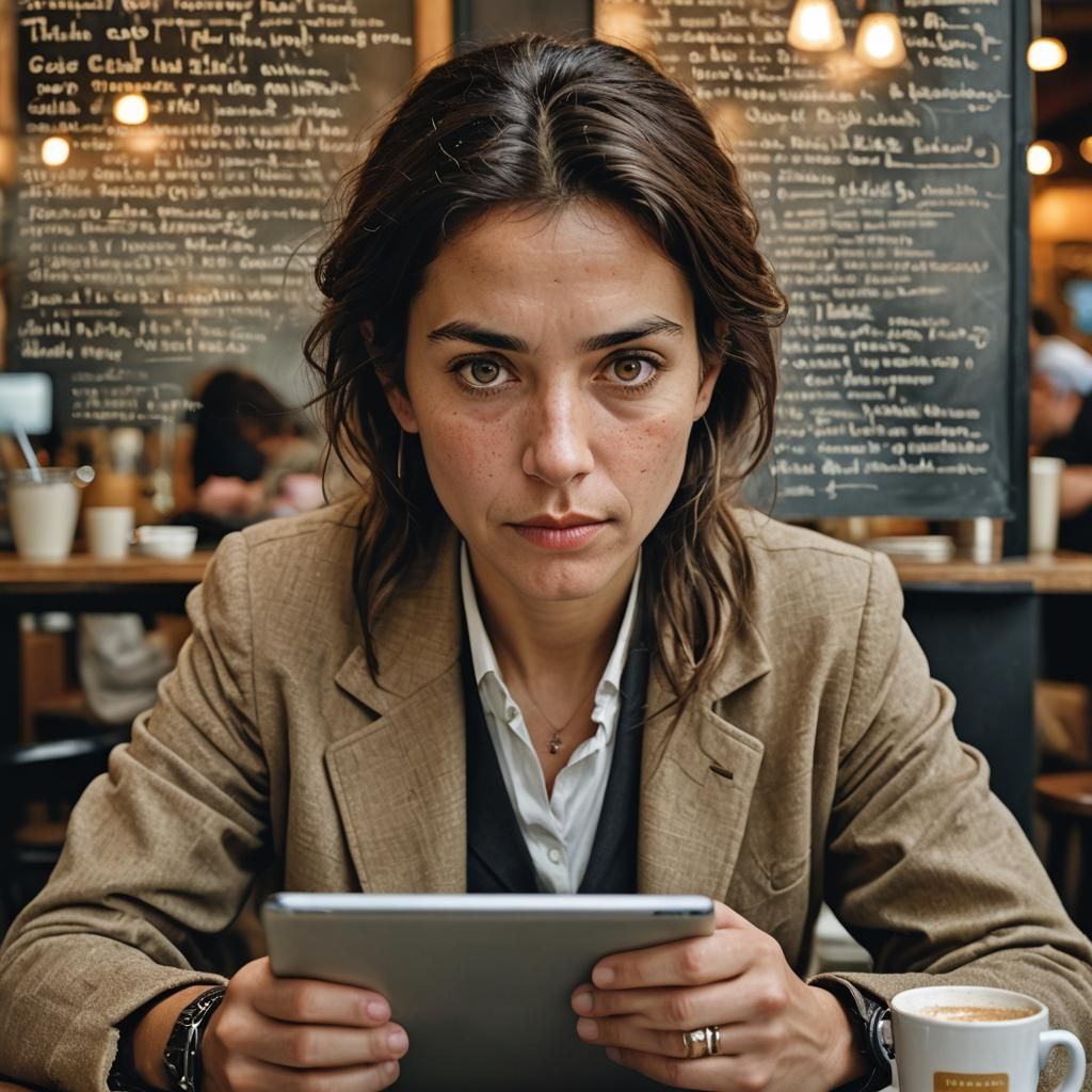 A scene depicting someone anonymously writing a blog in a café to protect their identity. - AI ...