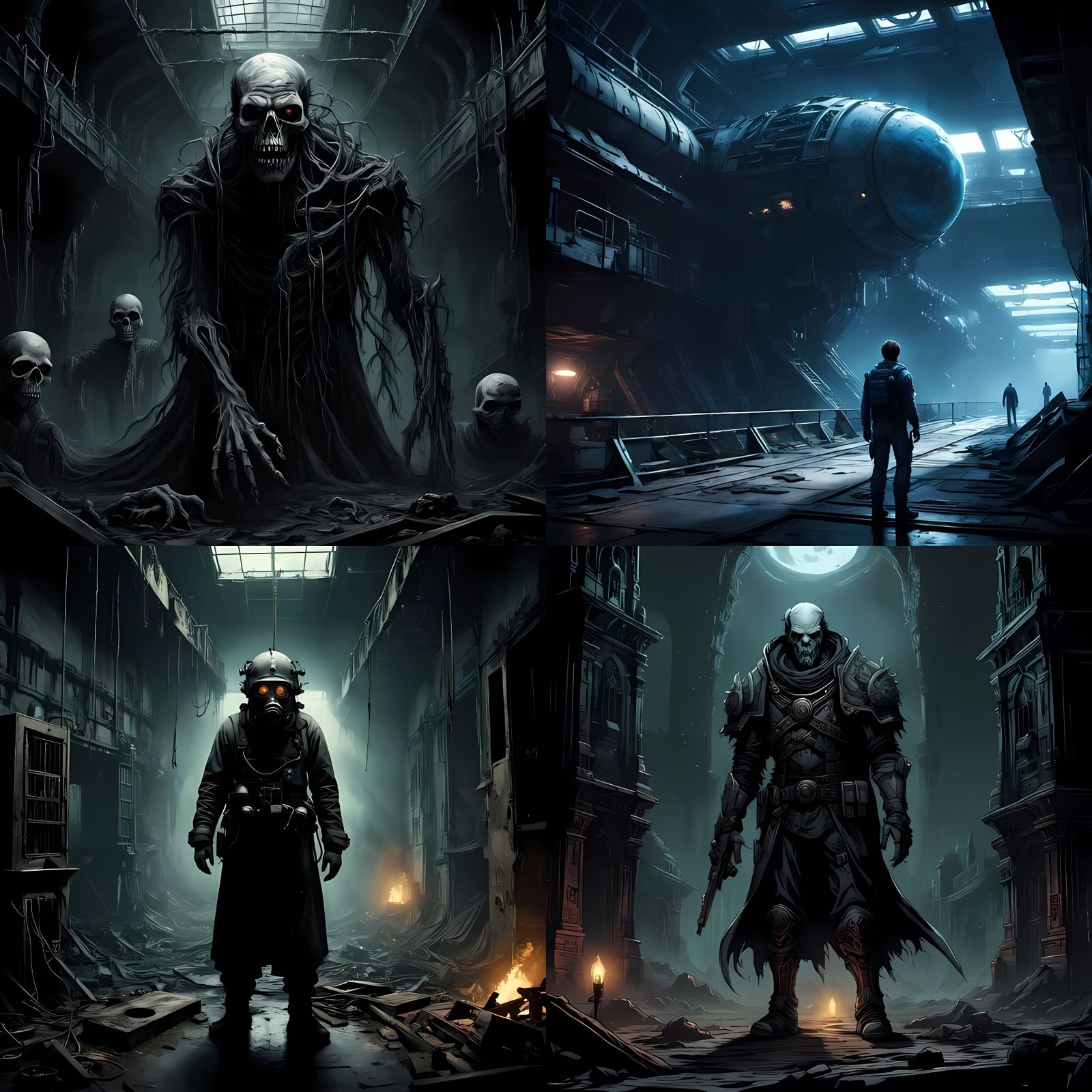 Horror in Space: A Desolate Ship Overrun by Monste... - AI Art