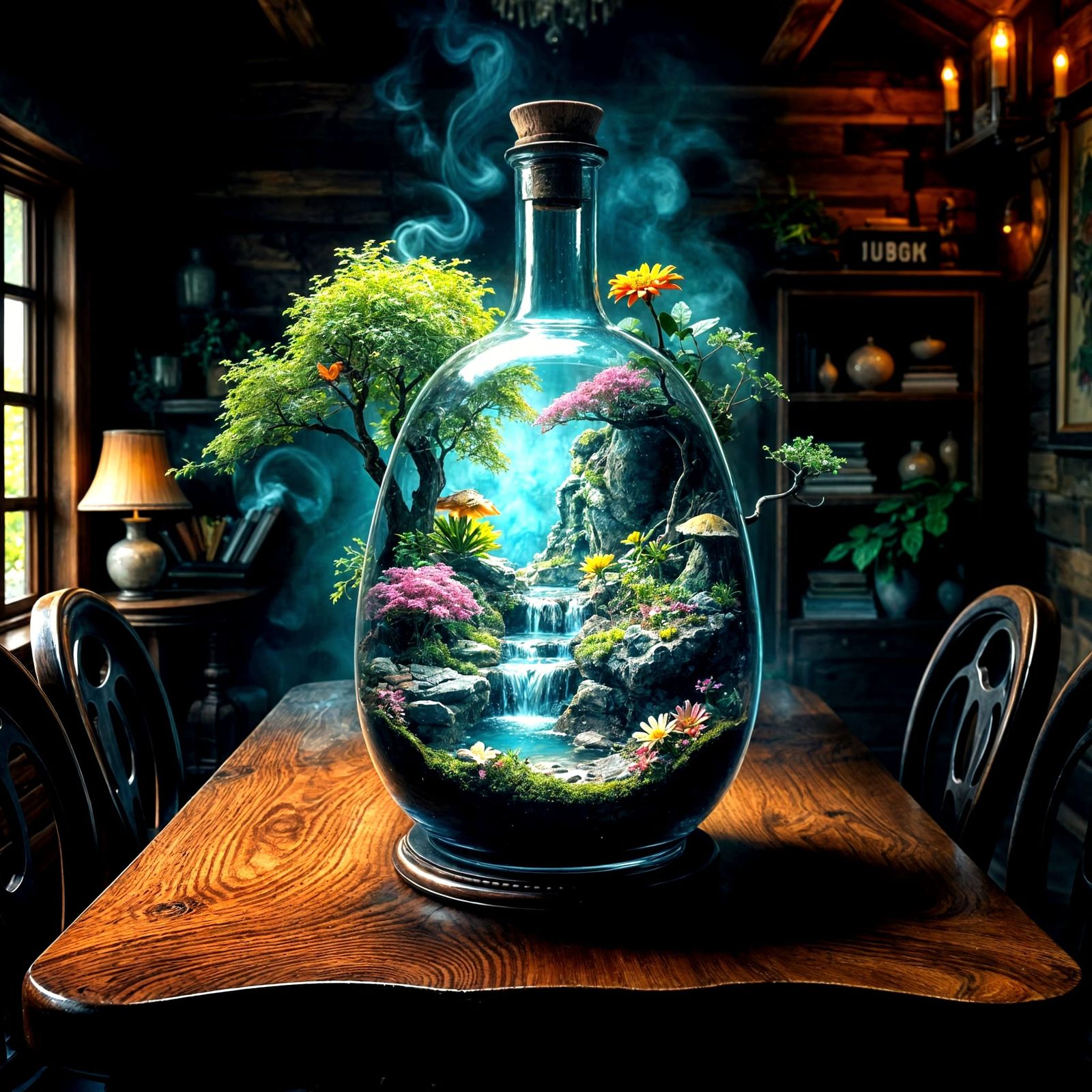 A tiny world. - Enchanted Glass Terrarium in a Cozy Home Set...