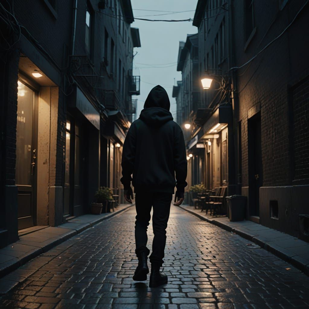 Moody Streetwalker in High-Contrast Cinematic Styl... - AI Art