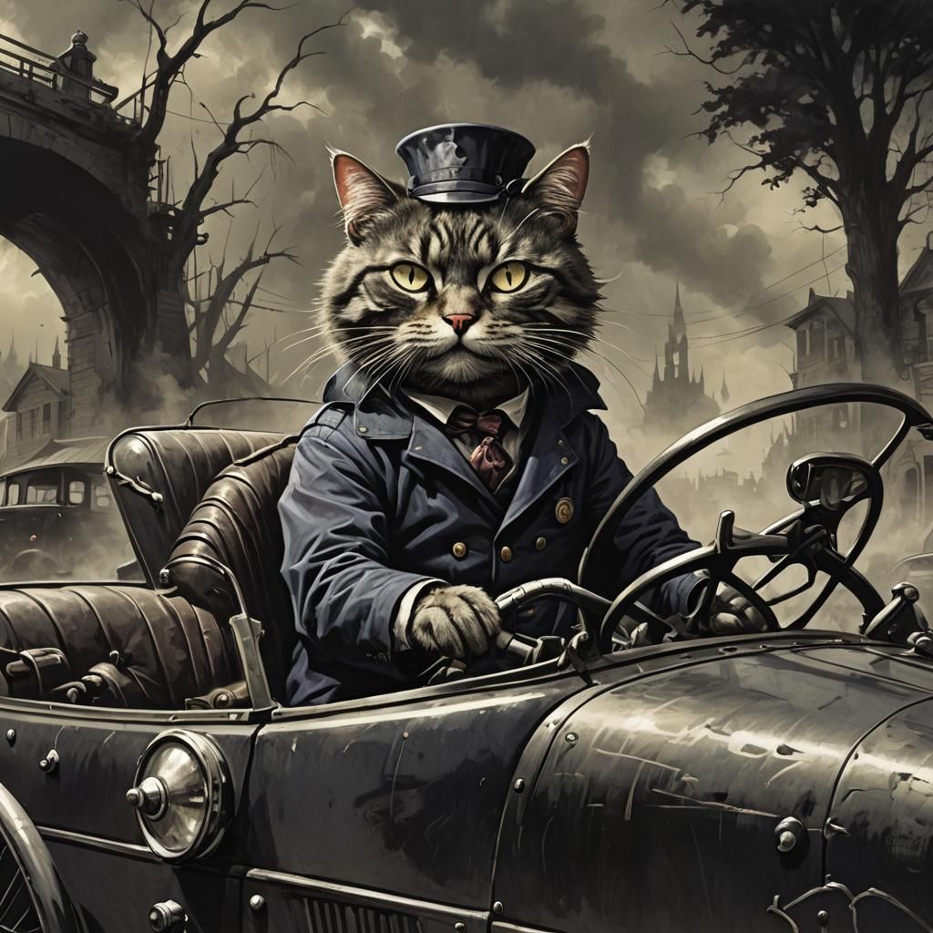 Chesire cat driver - AI Generated Artwork - NightCafe Creator