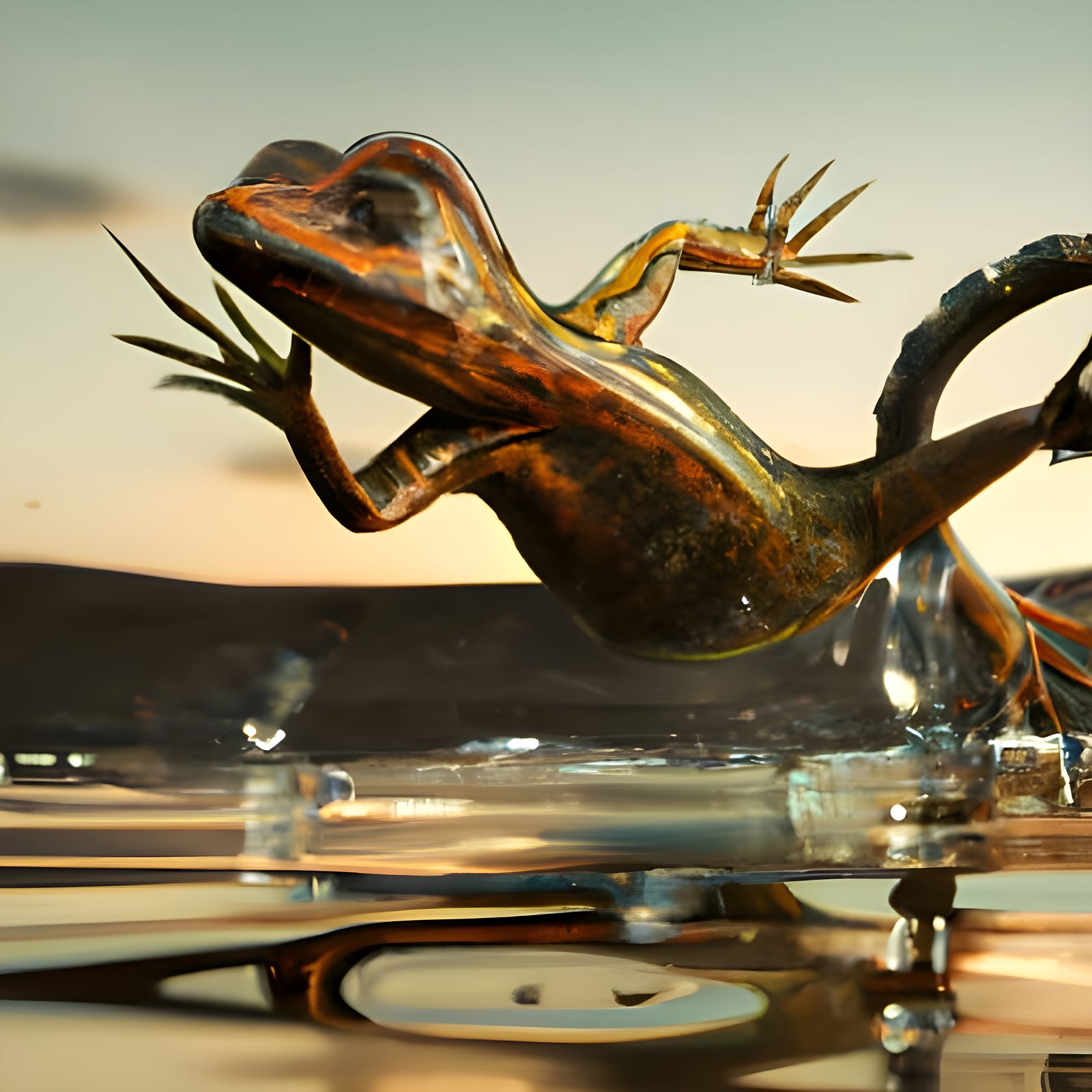 The Jesus Lizard runs on the surface of the water - AI Generated ...