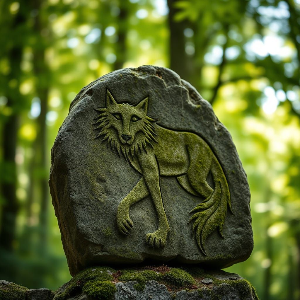 Pictish rock art of a wolf - Ancient Pictish Wolf Etching