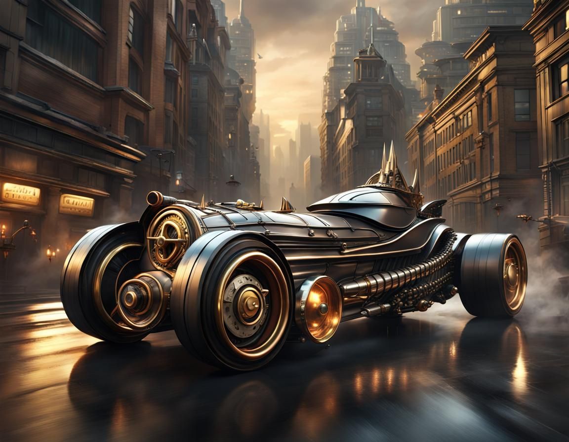 Batman Steampunk Batmobile, with gold, silver and copper plating ...