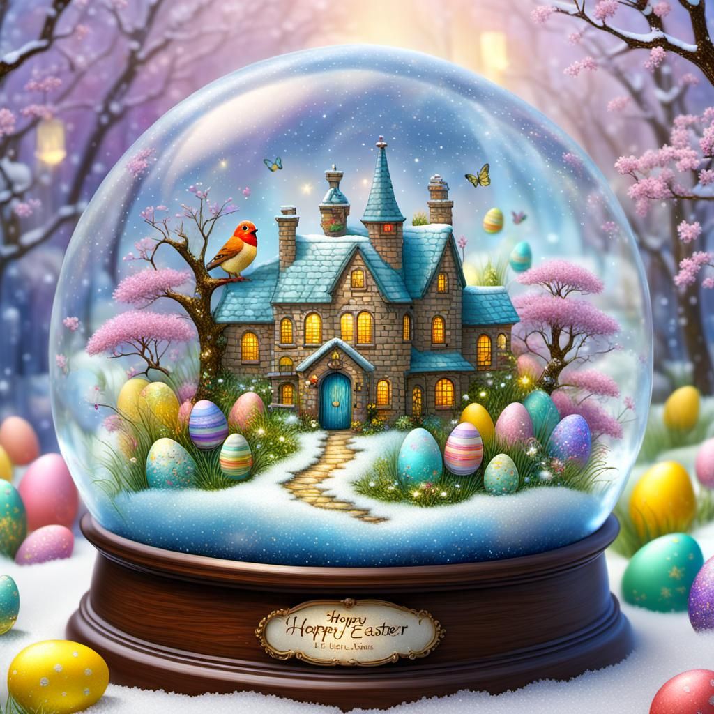 Happy Easter snow globe - AI Generated Artwork - NightCafe Creator