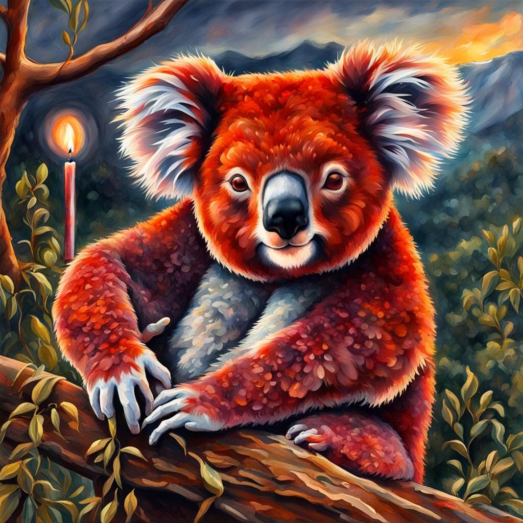 "hyperdetailed closeup of lovely red-haired Koala (animal) on dramatic ...