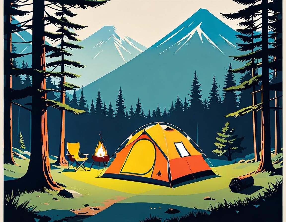 Screen print camping - AI Generated Artwork - NightCafe Creator