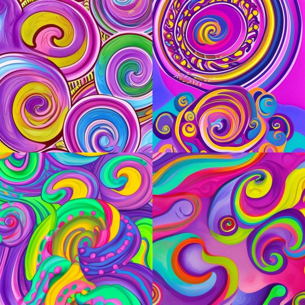 purple Sun vibrant colors Candyland wonderland gouache swirls detailed ...