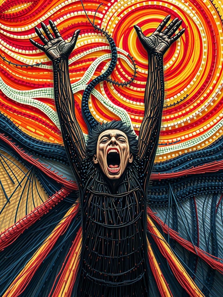 Surreal Screaming Figure Made from Intricate Tack ... - AI Art